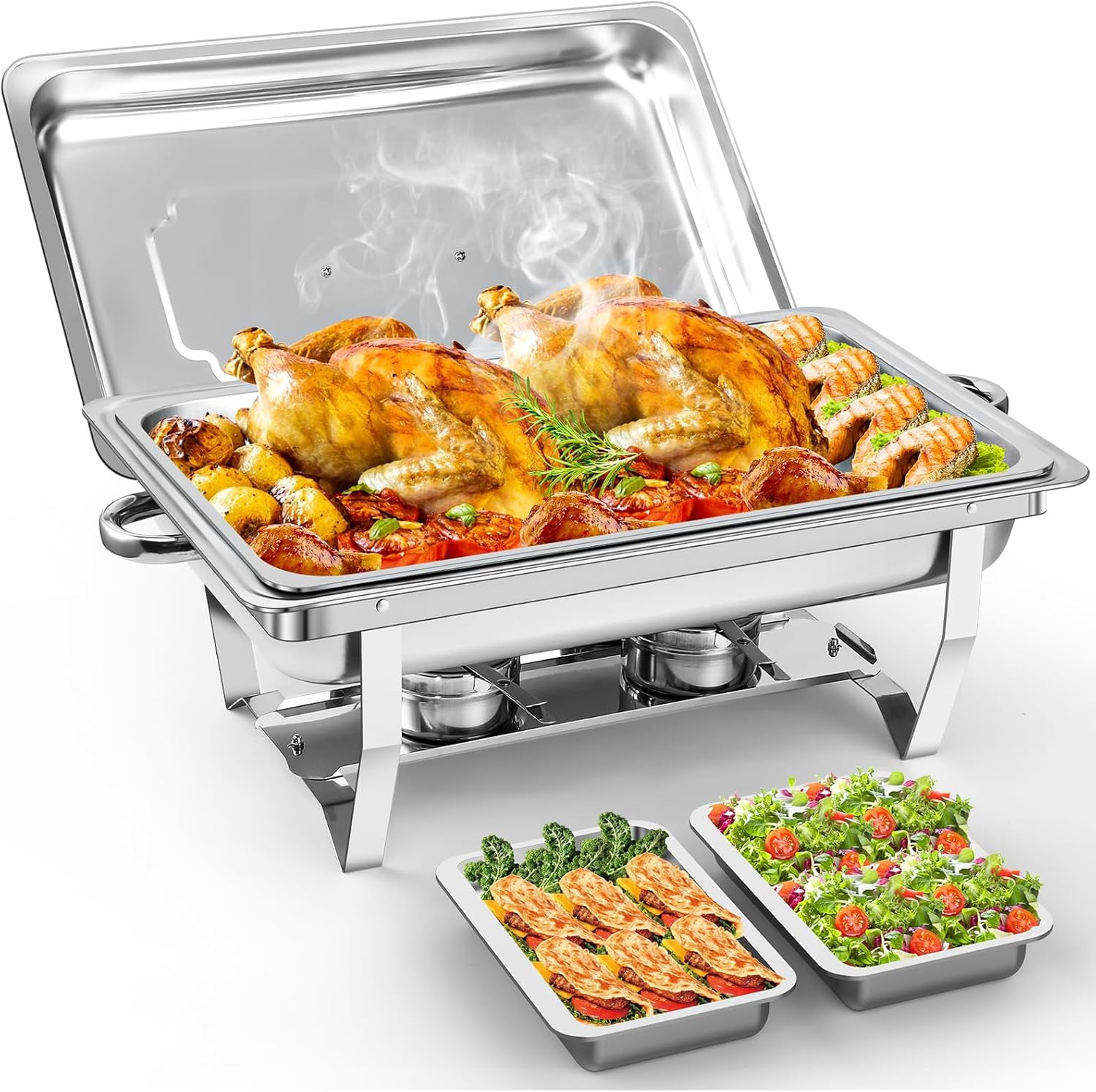 Chafing Dishes for Buffet 4 Pack, 8QT Stainless Steel Chafing Dish ...