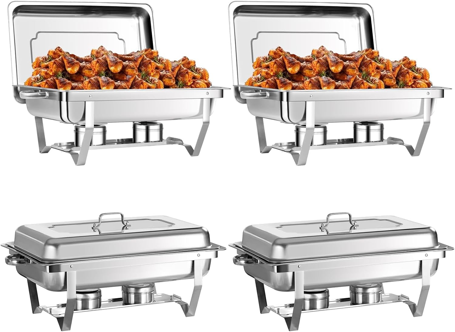 Chafing Dishes for Buffet 4 Pack, 8QT Stainless Steel Food Warmer Kit ...