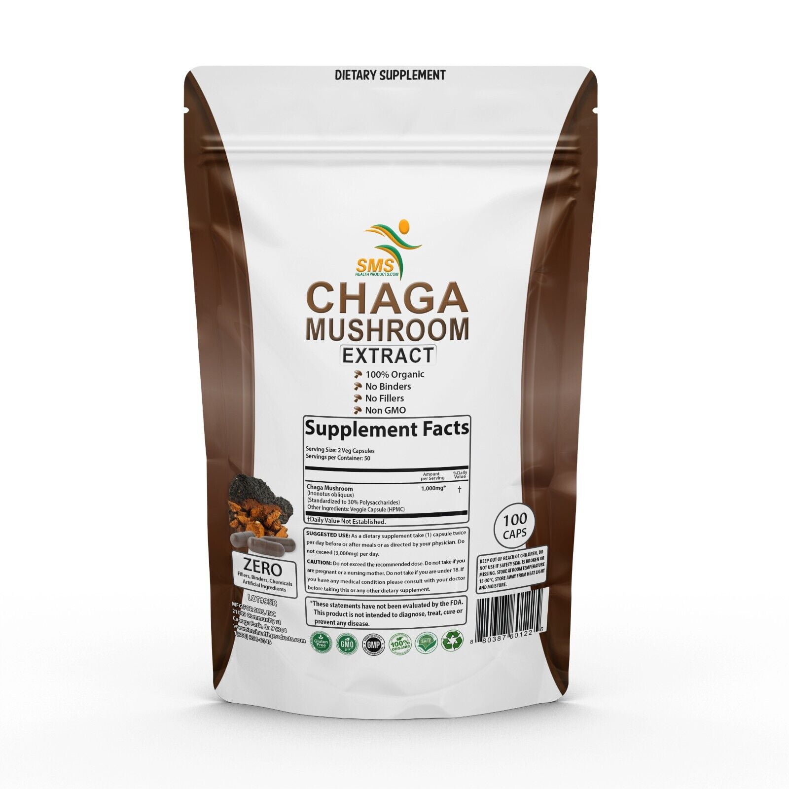Chaga Mushroom Extract (Inonotus Obliquus) With 30% Polysaccharides 100 ...