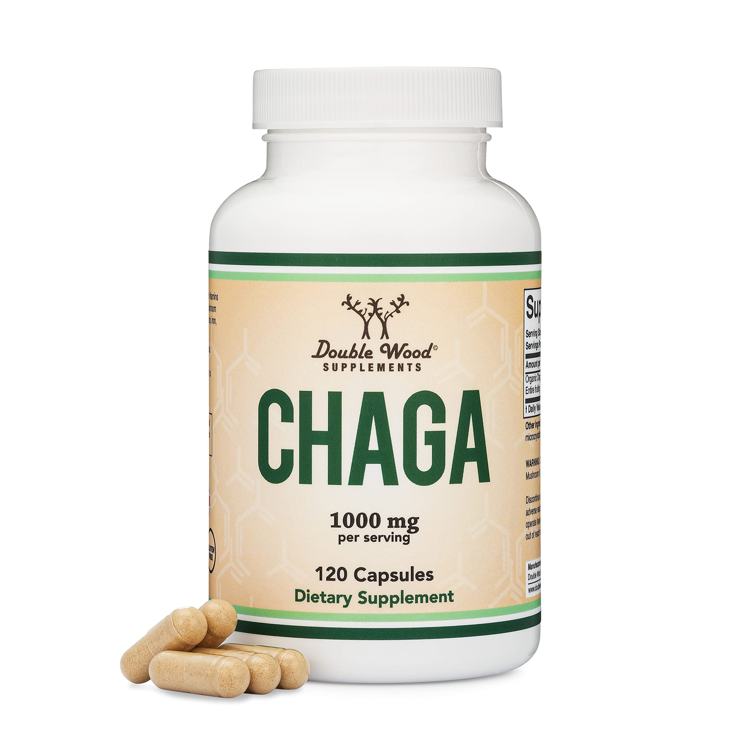 Chaga Mushrooms Capsules 120 Count (1,000mg Chaga Mushrooms Powder per ...