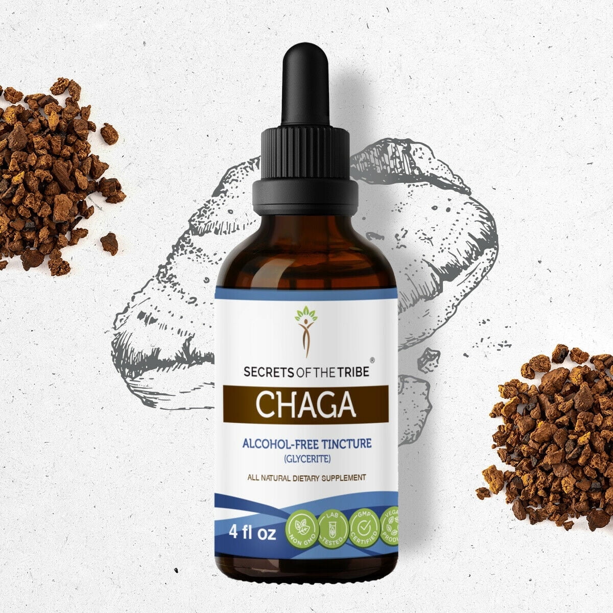 Secrets Of The Tribe Chaga Tincture Dietary Supplement, Natural Herbal ...