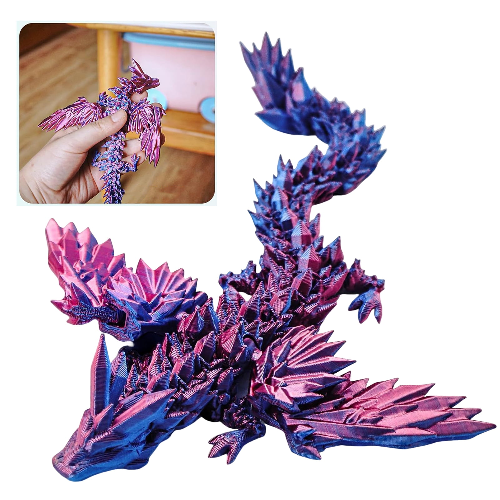 Chagetd 3D Printed Flying Dragon Figurine Winged Dragon Figure Movable ...