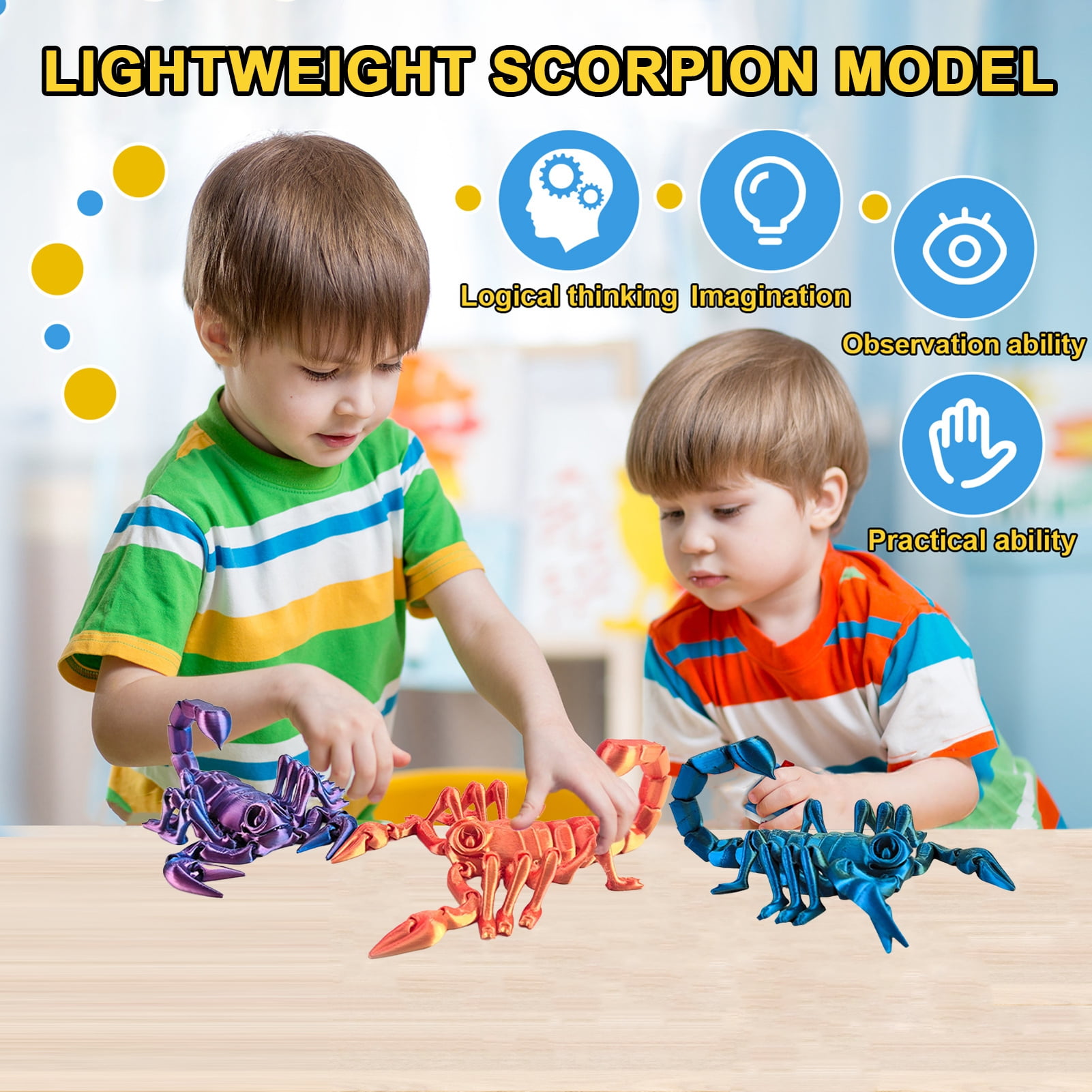 Chagetd 3D Printed Scorpion Figurine Movable Joints Simulation Scorpion ...