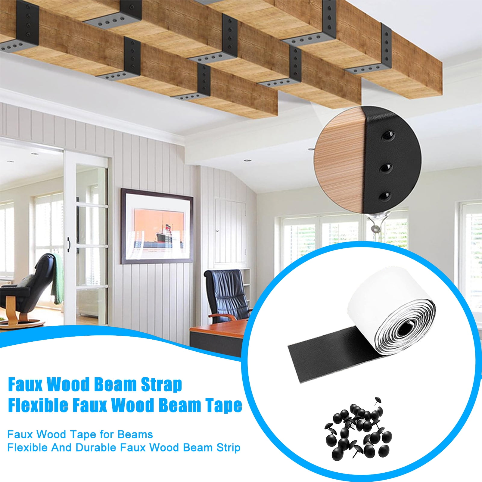 Chagetd 5ft Faux Wood Beam Strap Flexible Beams Gap Hiding Strap ...