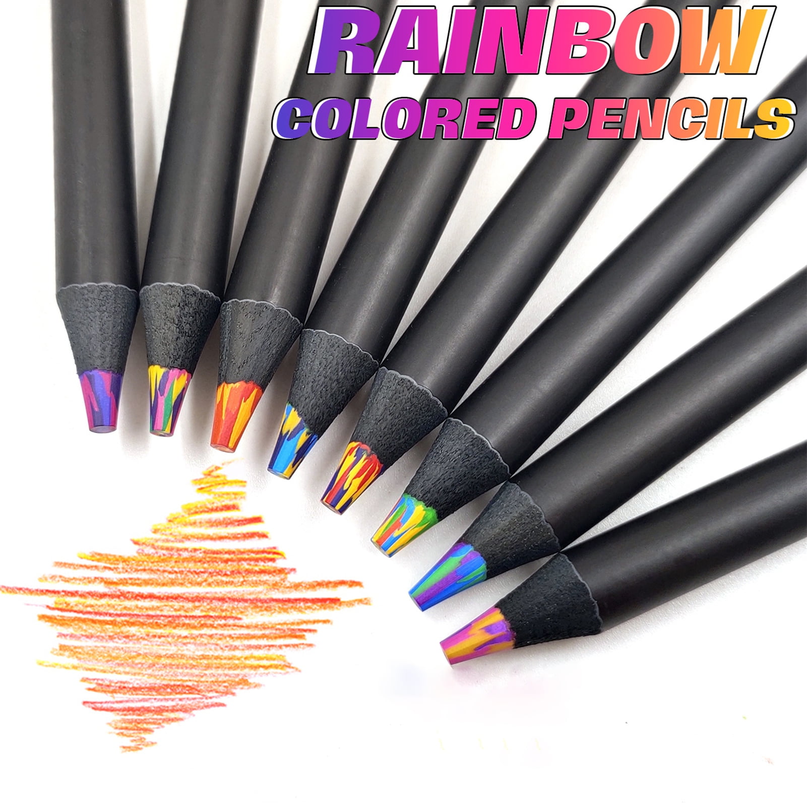 Chagetd 8/12Pcs Gradient Rainbow Pencil Set Kids Adults Giant Colored ...
