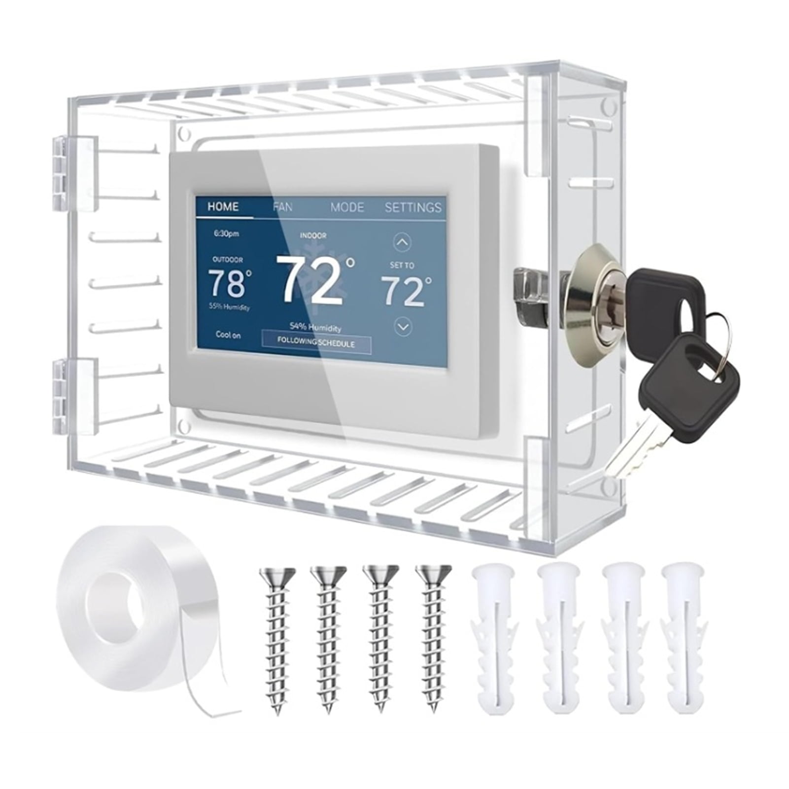 Chagetd Clear Thermostat Lock Box with 2 Keys Home Apartment Office ...