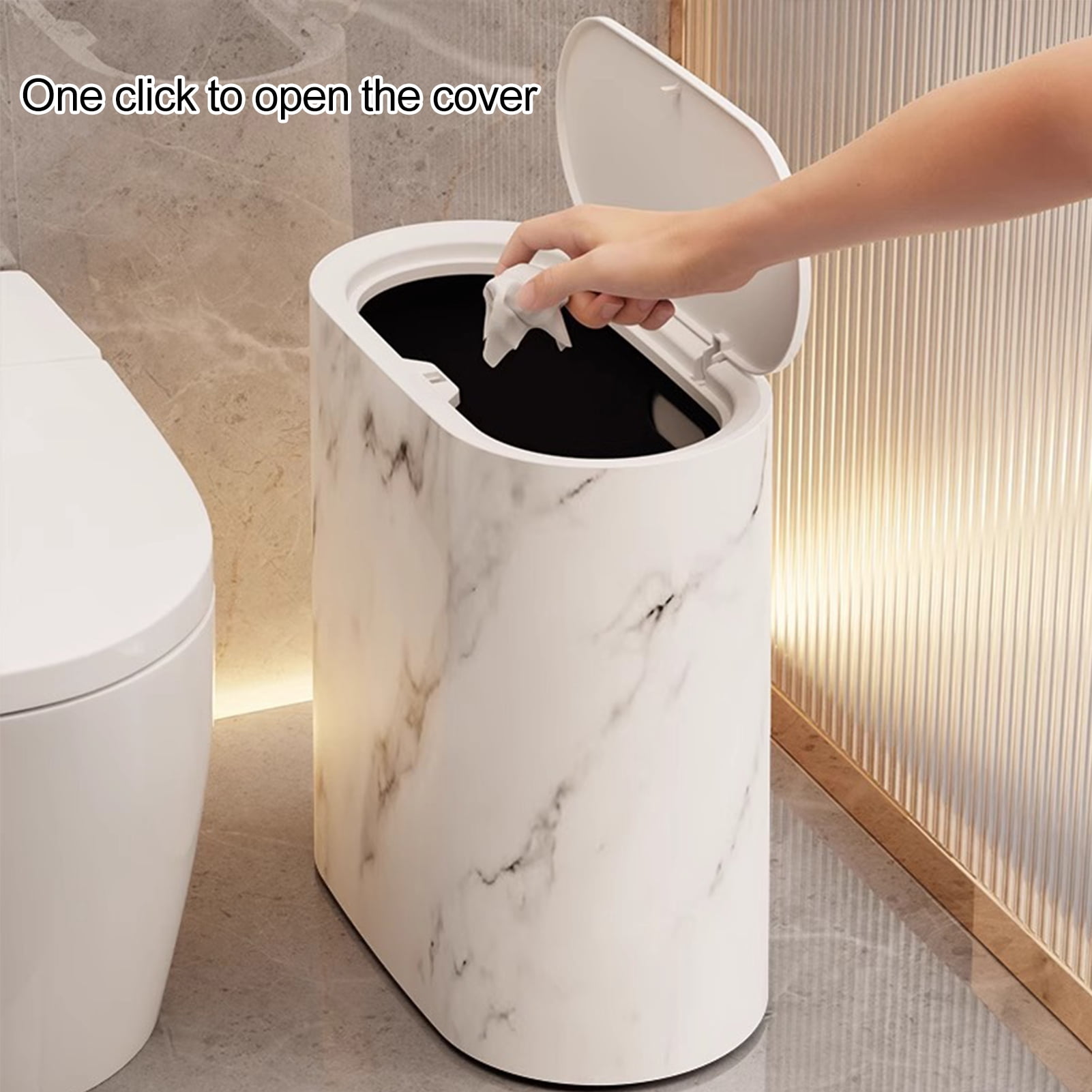 Chagetd Modern Waste Basket Large Capacity Marble Pattern Trash Can ...