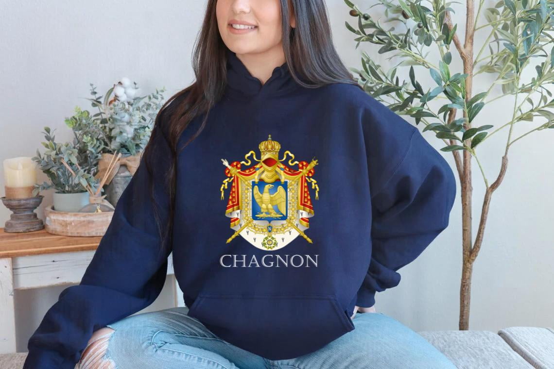 Chagnon French Surname Hoodie Family Heritage Coat Of Arms, for men ...