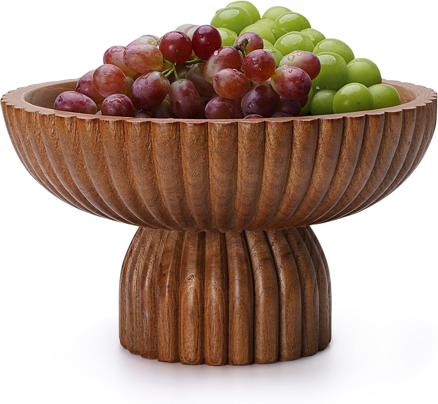 ChagoArt Wooden Fruit Bowl for Kitchen Counter- Large Decorative Bowl ...