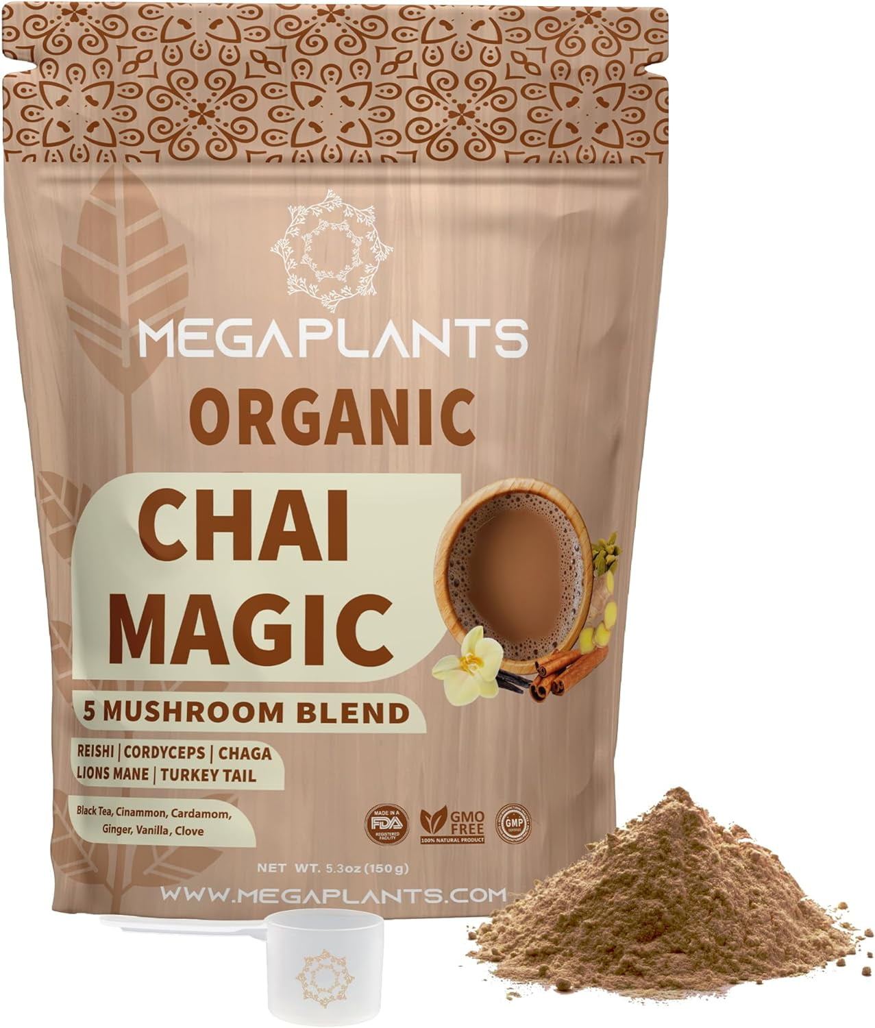 Chai Magic 50 Servings. | Superfood 5 Mushroom Powder Blend for Focus ...