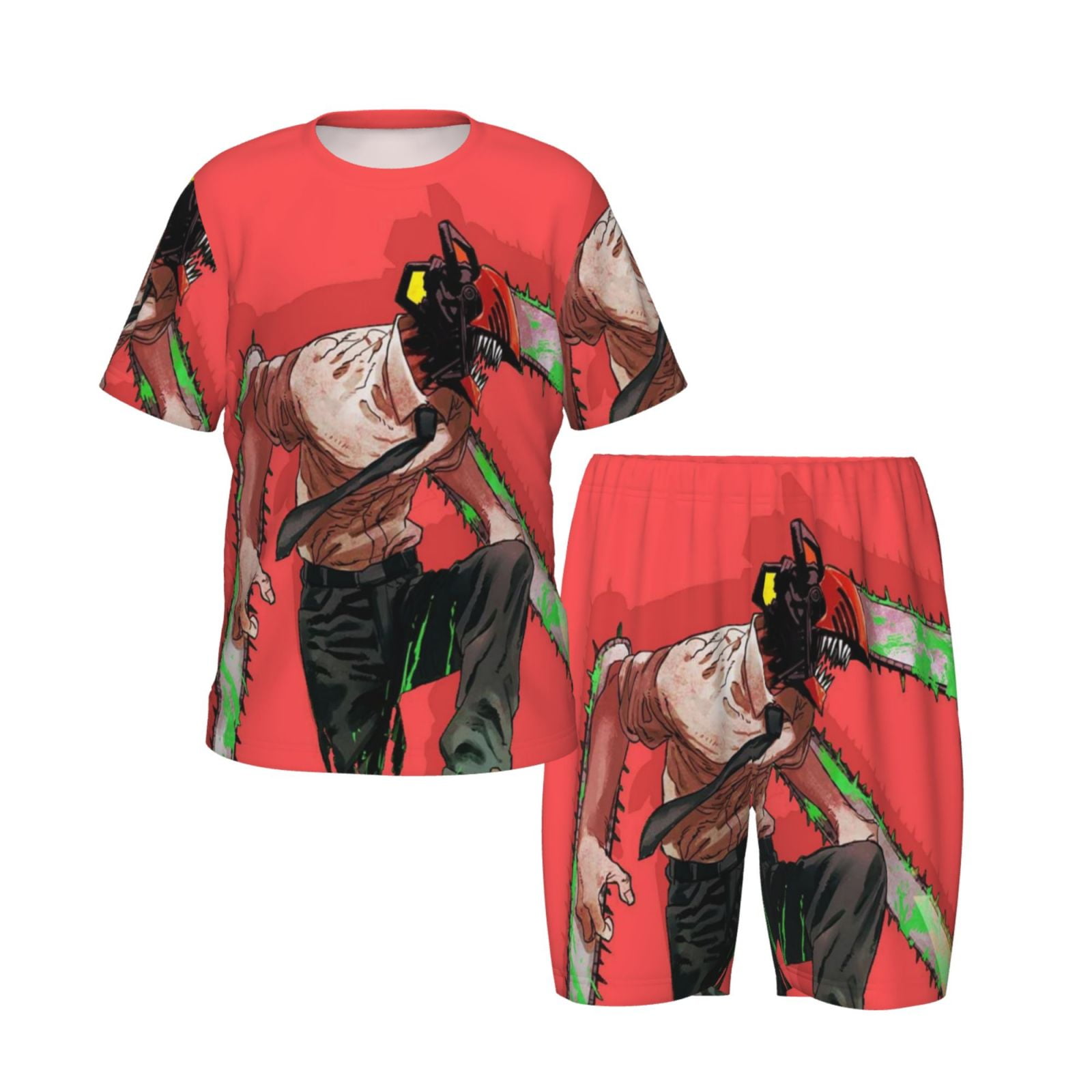 Chai-Nsa,W Anime Men Pajamas Set Shirt With Shorts Set Short Sleeve ...