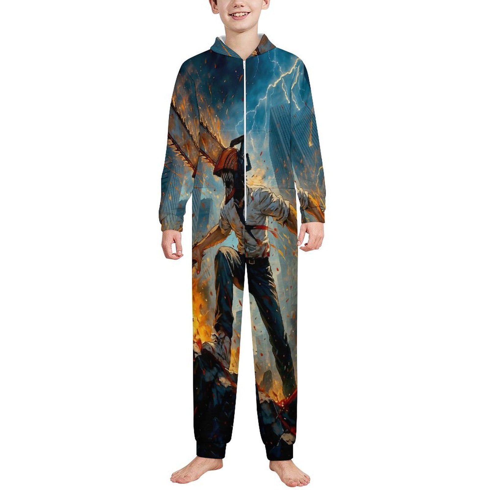 Chai-Nsa,w Anime Men Fleece Pajama One Piece Sleepwear Jumpsuits for ...