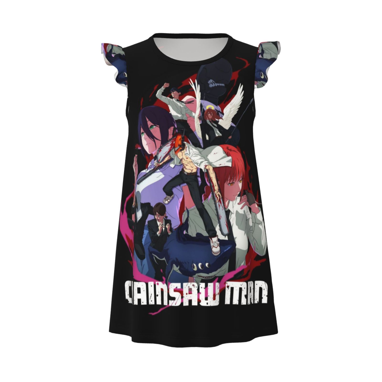 Chai-Nsa,w Anime Men Nightgown Short Flutter Sleeve Pajamas Cartoon ...