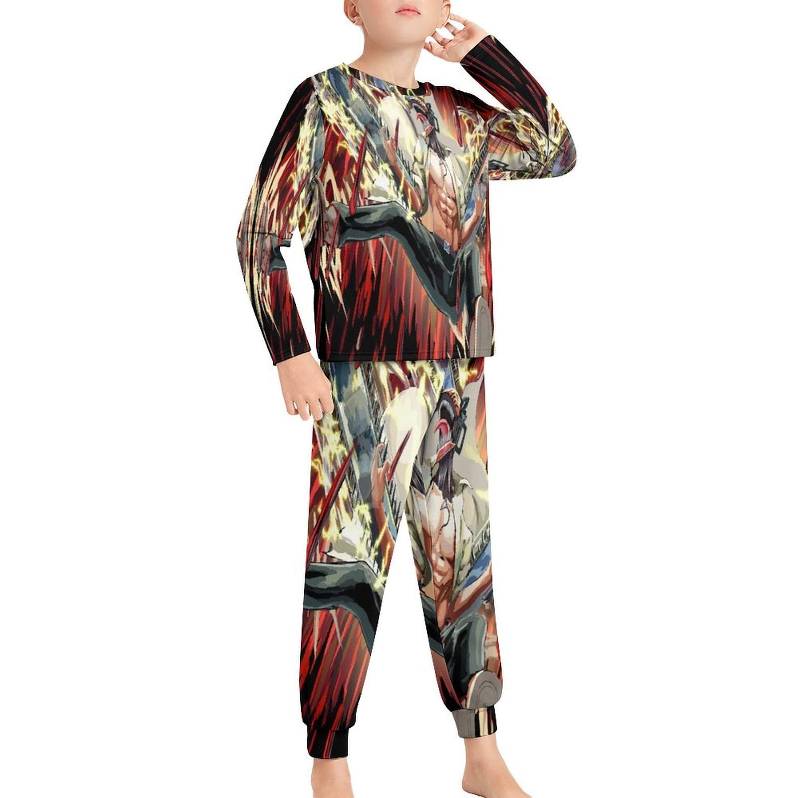 Chai-Nsa,w Anime Men Pajama Set Cartoon Sleepwear Pant Set Long Sleeve ...