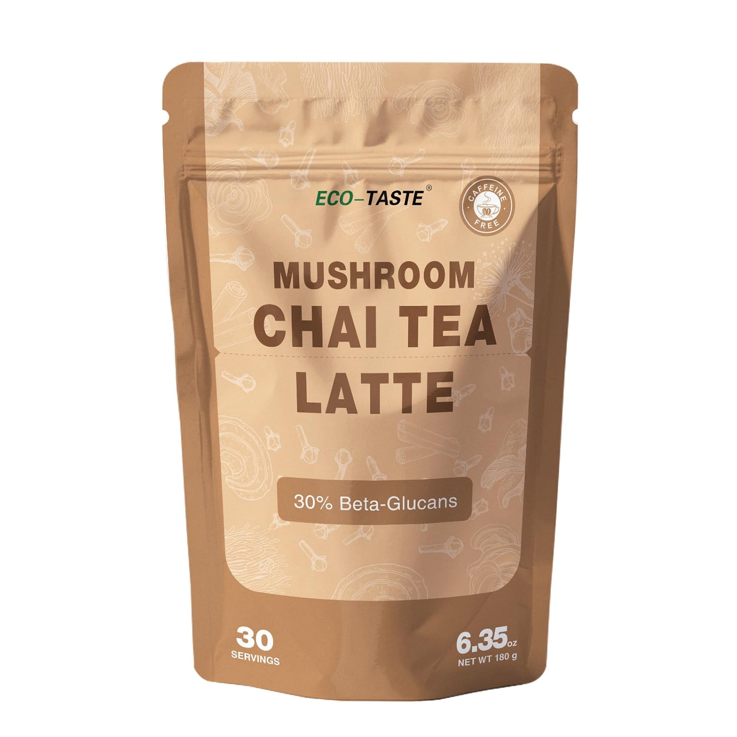 Chai Tea Latte with Mushrooms - 30 Servings, 30% Beta-Glucans - Lion's ...