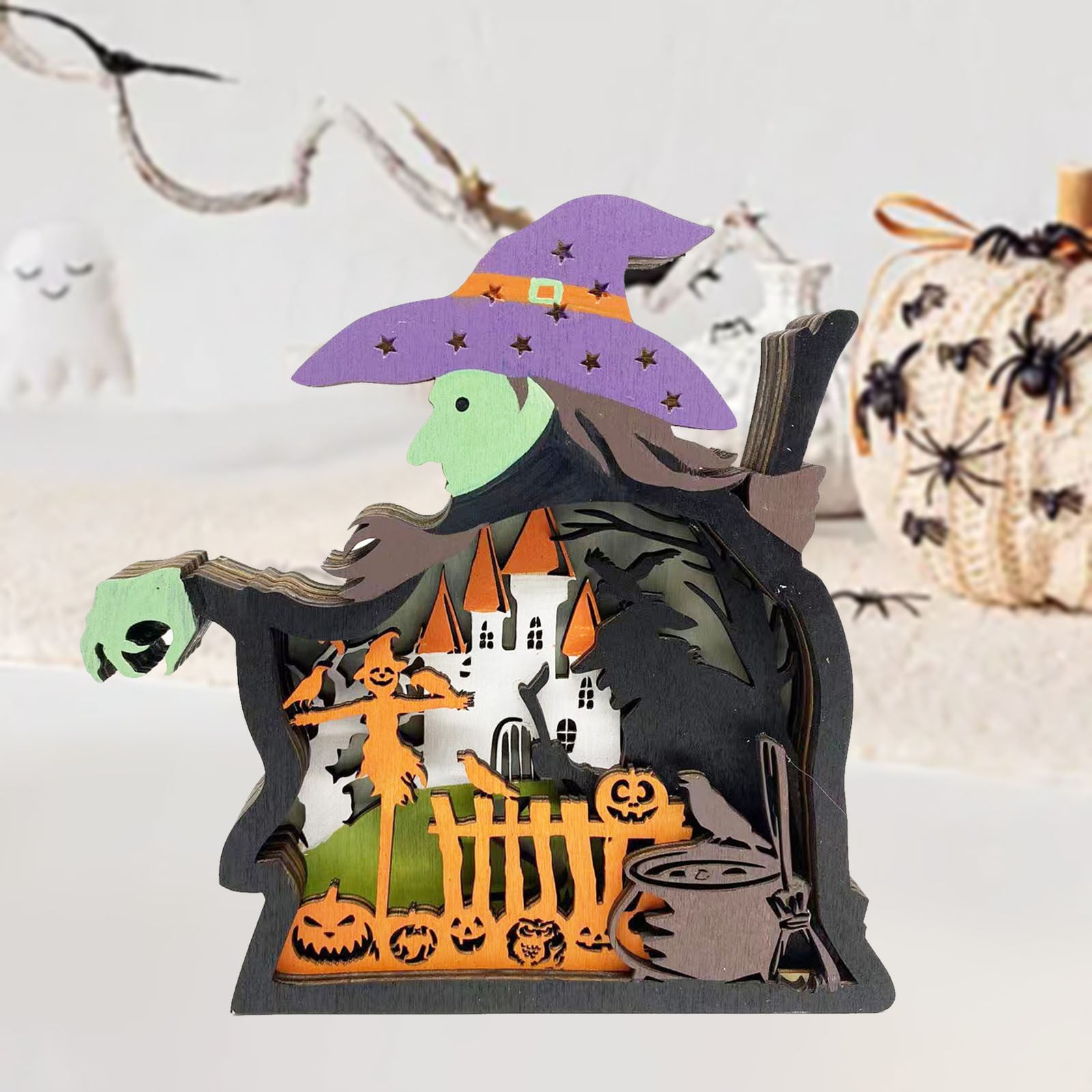 Chailin Wooden Witch Decoration: Enchanting Desktop Accessory For A ...