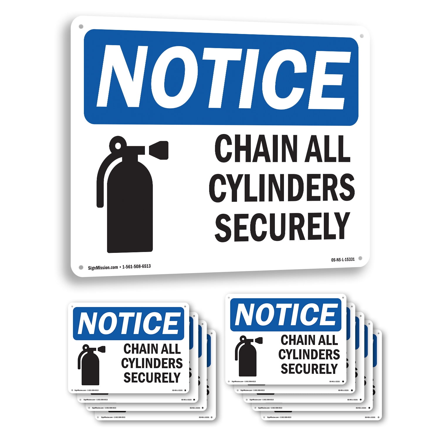 Chain All Cylinders Securely OSHA Notice Rigid Plastic Sign 24 Inch x ...