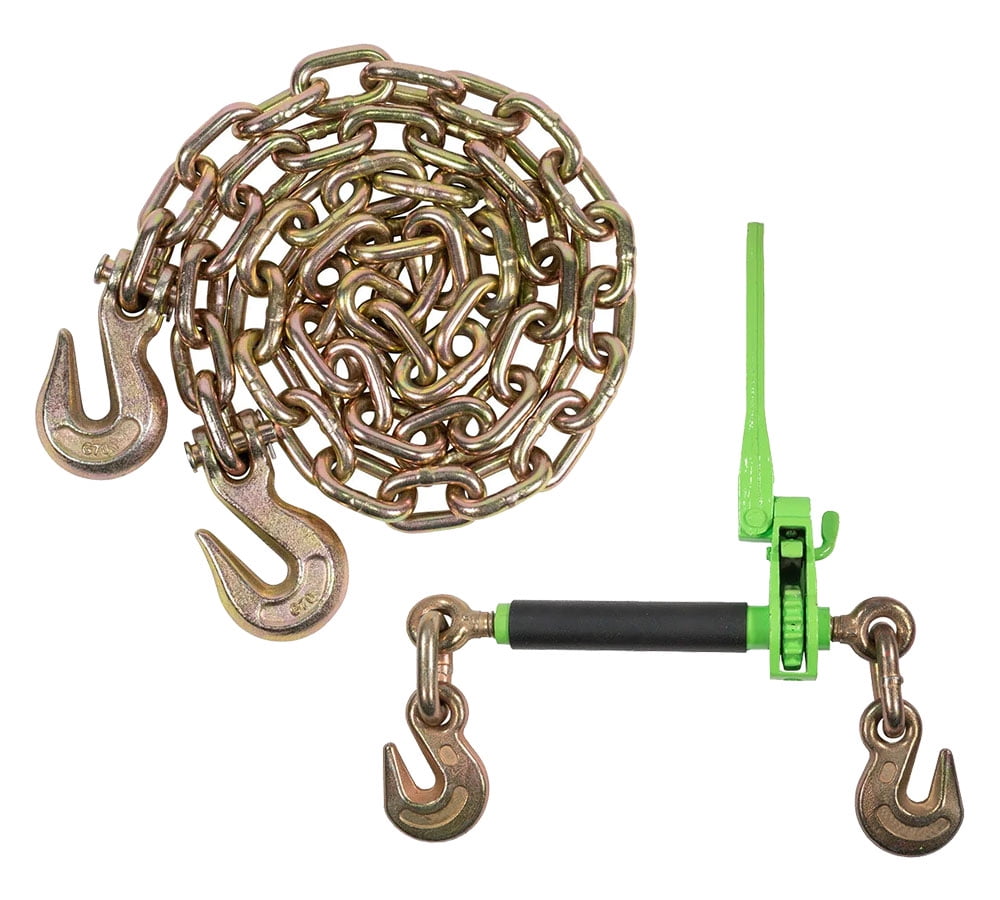 Chain and Binder Kit 1/2"-5/8" Hi-Viz Green Folding Handle Ratchet Load ...