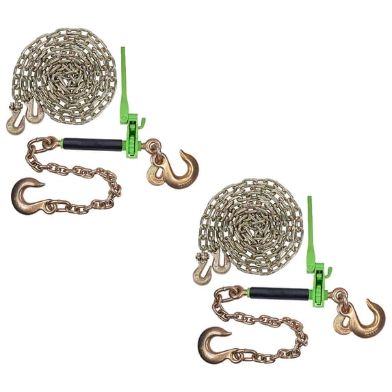 Chain & Binder Kit - 2 Pack 5/16"-3/8" Hi-Viz Green Folding Ratchet Pro ...