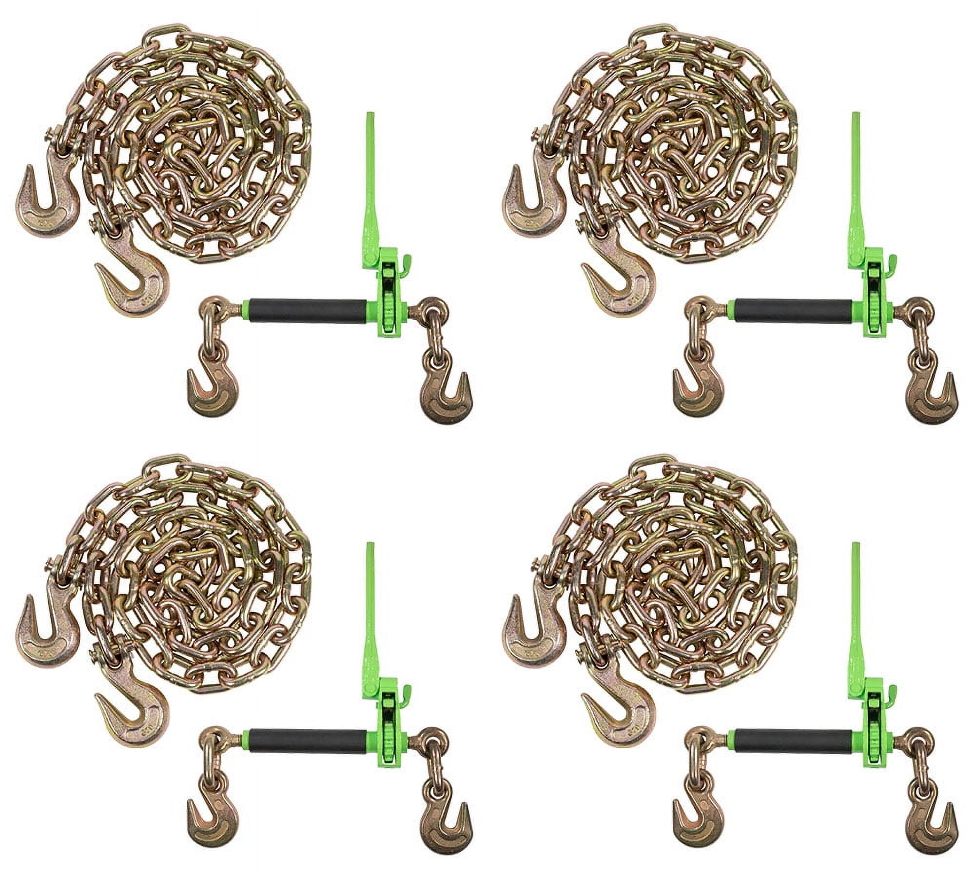 Chain & Binder Kit 4 Pack 1/2"-5/8" Hi-Viz Green Folding Handle Ratchet ...