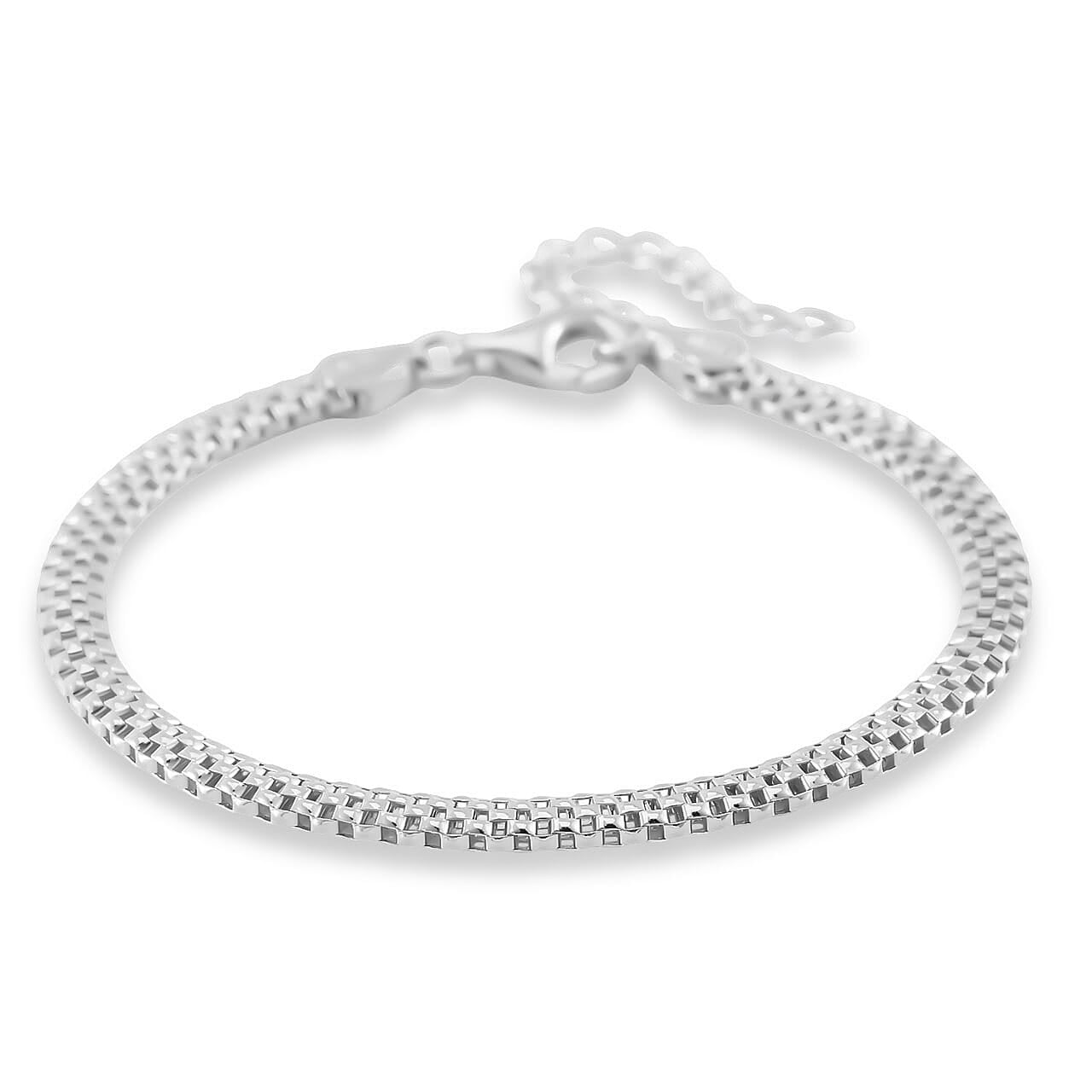 Shop LC Chain Bracelet in Rhodium Plated Sterling Silver 6.50-8 In 2.50 ...