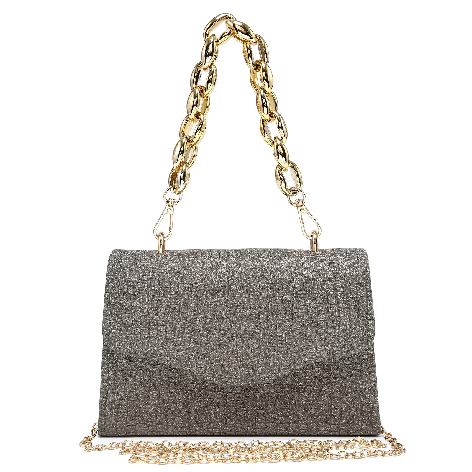 Chain Clutch Purse Glitter Frosted Evening Bag Party Cocktail Prom ...