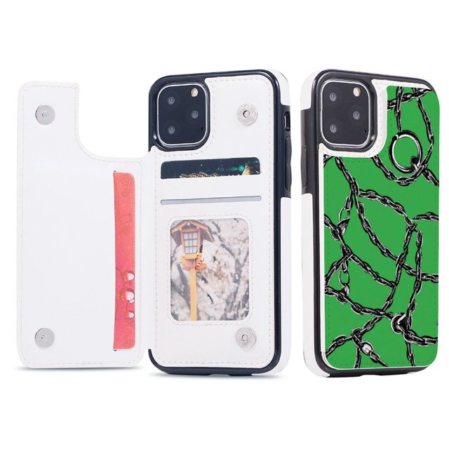 Chain, Crack Leather Wallet Case for iPhone 16 15 14 13 12 11 Pro Max ...