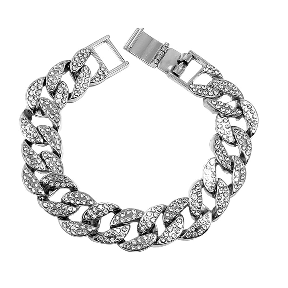 Chain Cuban Necklace Hip Link Choker Hop Curb Neck Diamond Collar ...