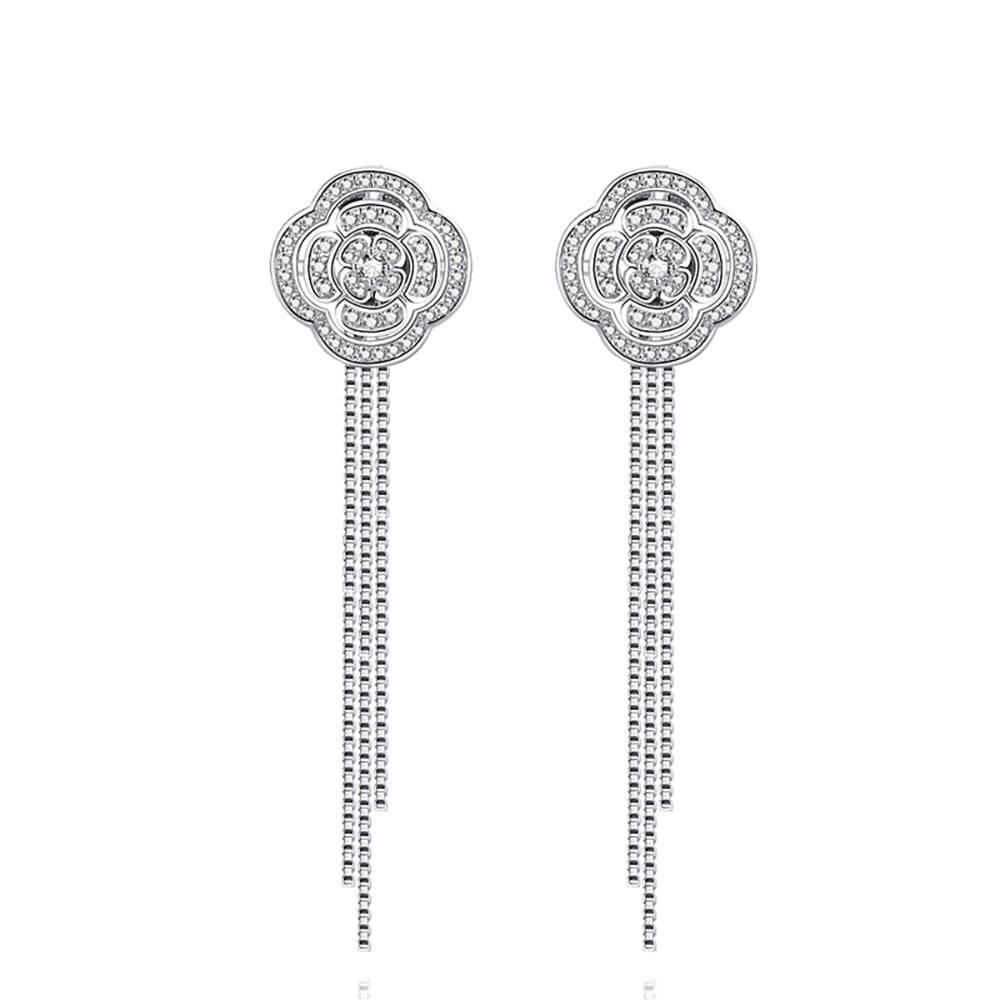 Chain Dangle Earrings for Women Two In One Design Sterling Silver ...
