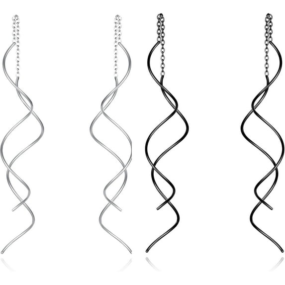 Chain Earrings For Women Dangling Spiral Threader Earring Drop，Suitable ...