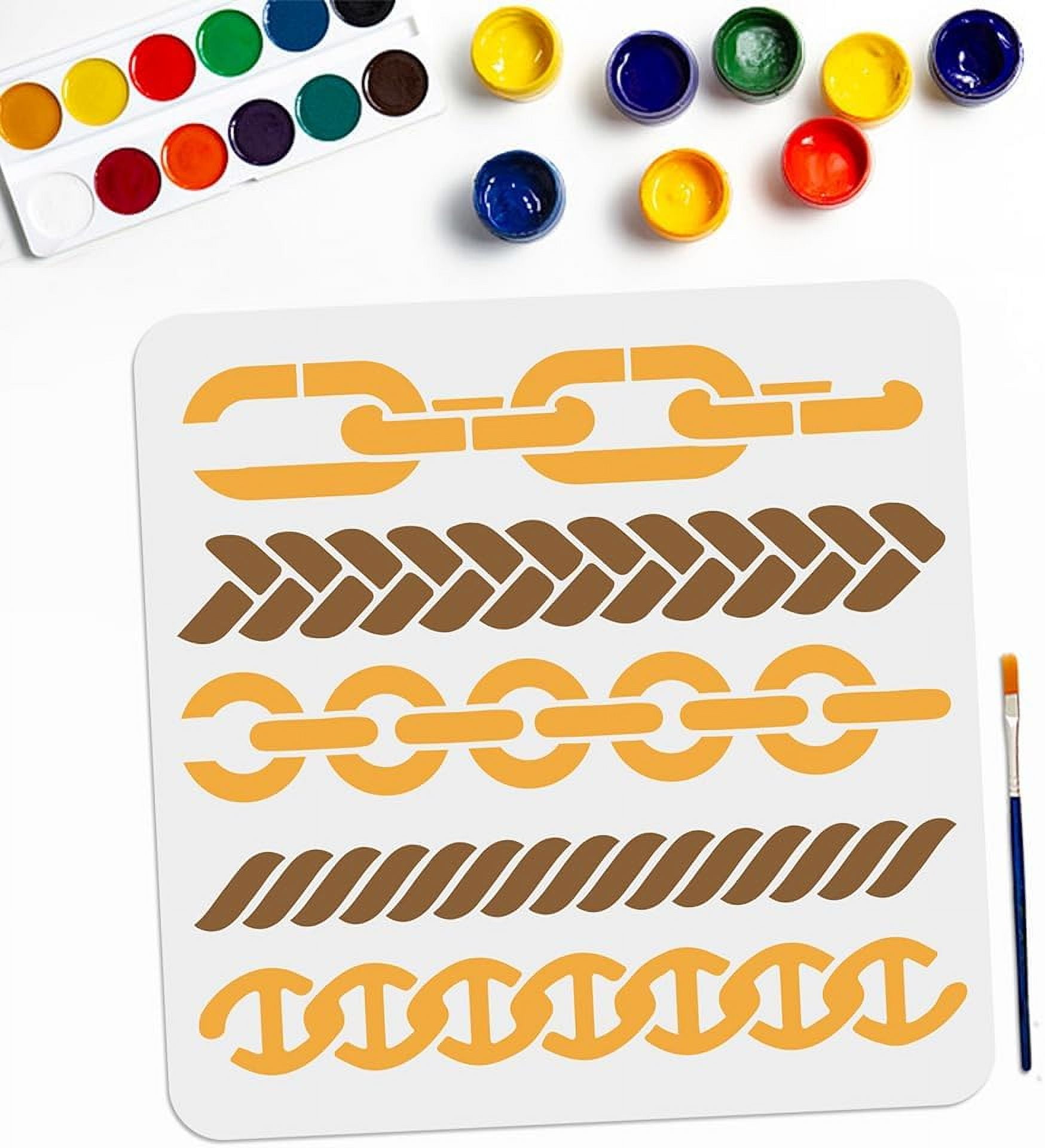 Chain Hemp Rope Stencil Chain Link Stencil 11.8×11.8inch 3 Chains and 2 ...