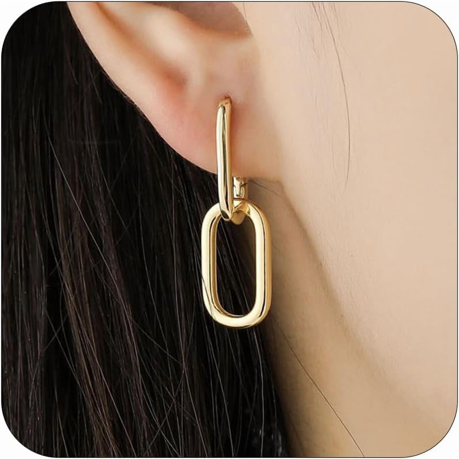 Chain Link Earrings for Women Paperclip Earrings Gold Earrings for ...