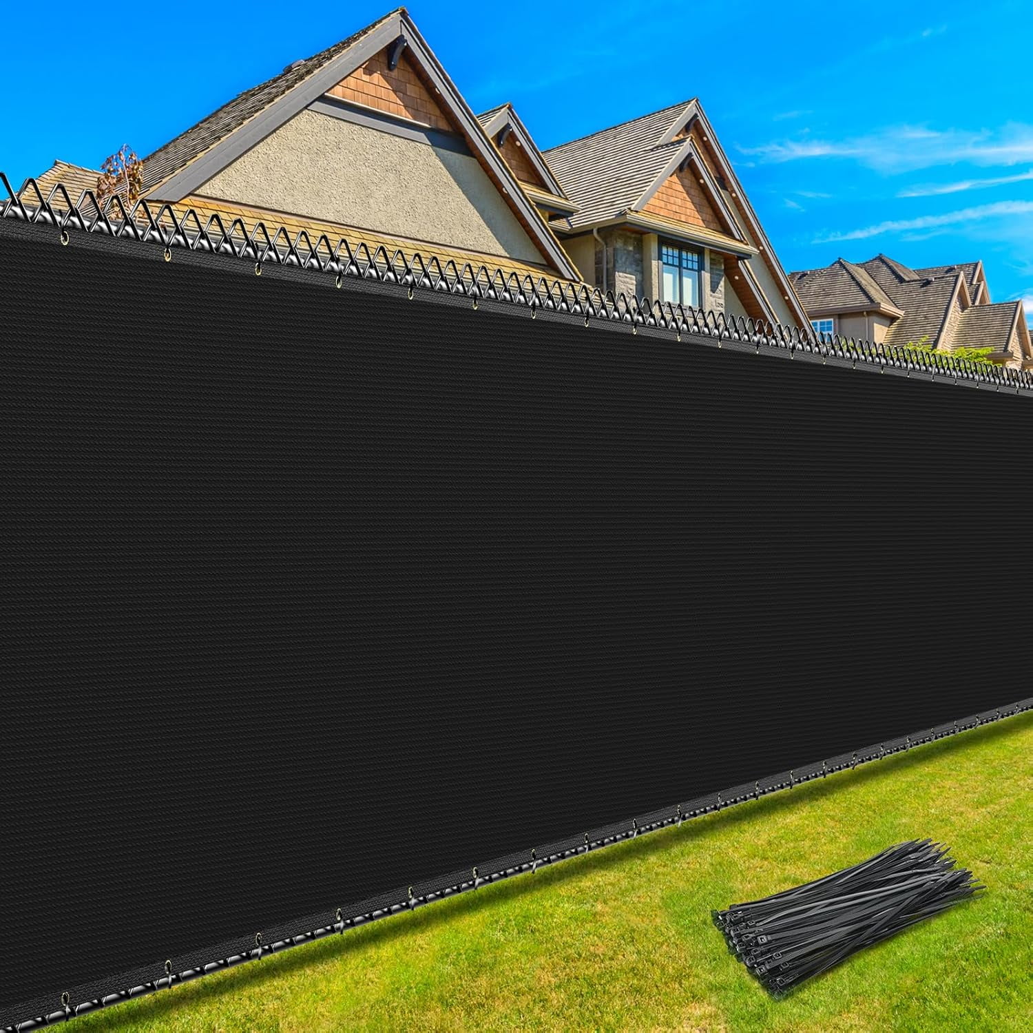 Chain Link Fence Privacy Screen 6x50FT, 90% Outdoor Cover with Brass ...