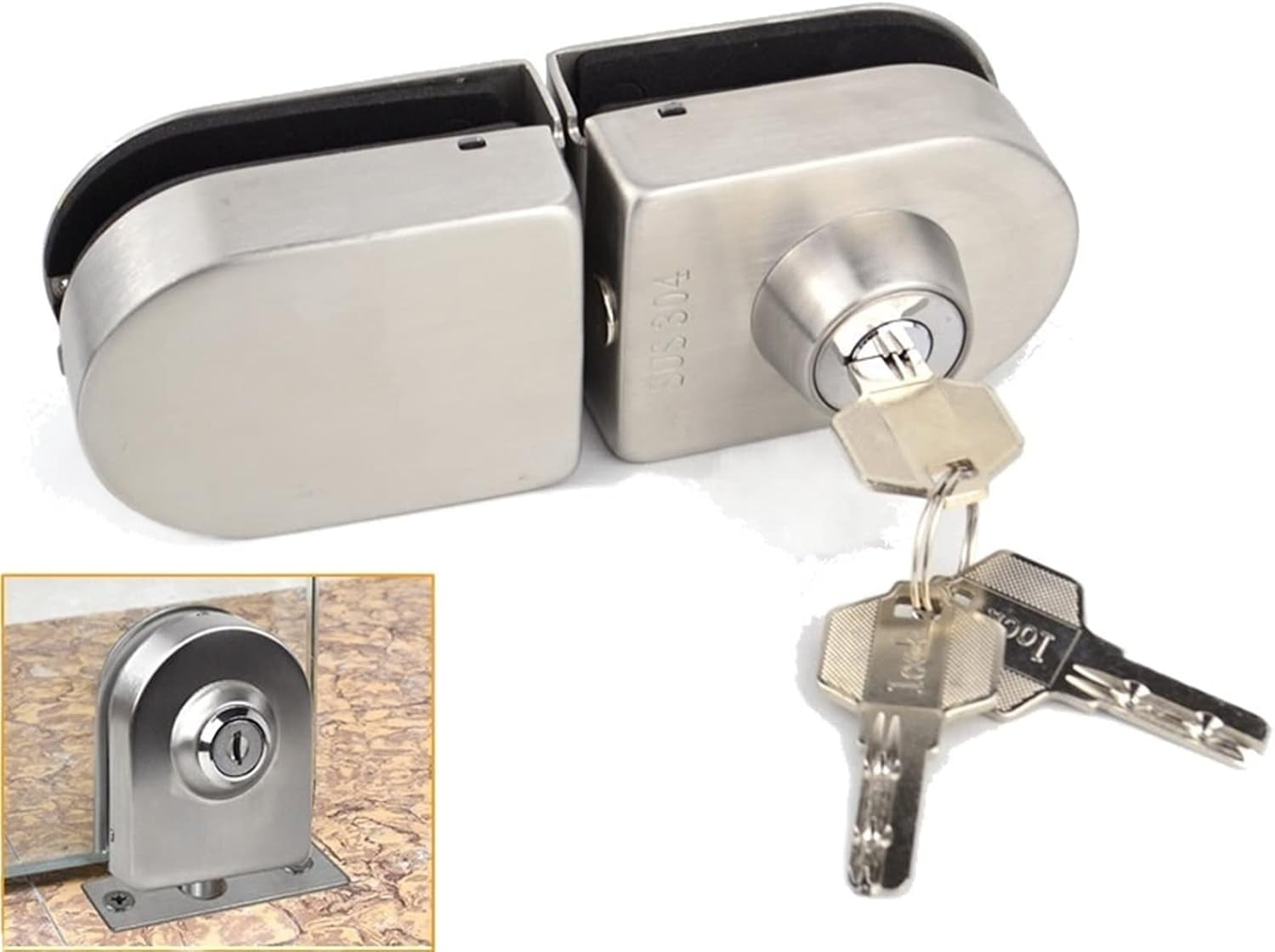 Chain Lock Stainless Steel Glass Door Lock Bolt Latch,with Key,for ...