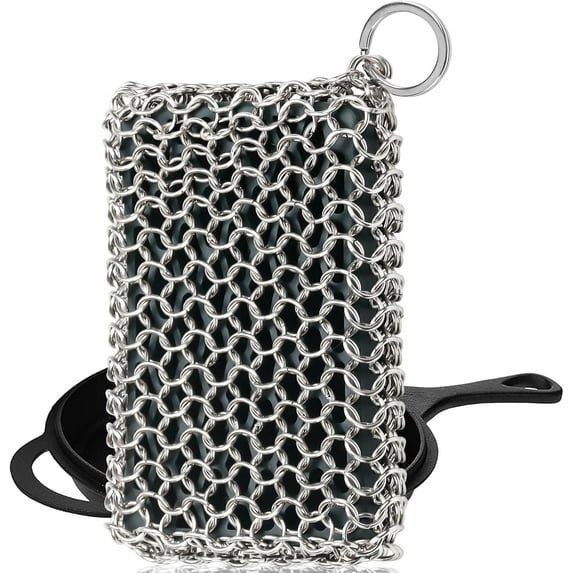 Chain Mail Cast Iron Cleaner Scrubber,316 Chainmail Pan Scrubber Metal ...