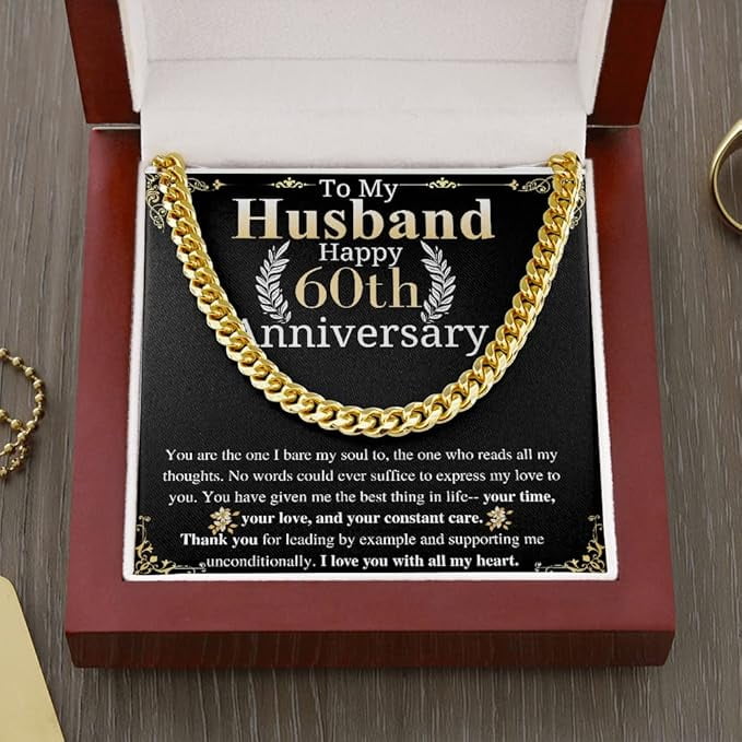 Chain Necklace For 60th Anniversary to Husband from Wife with ...