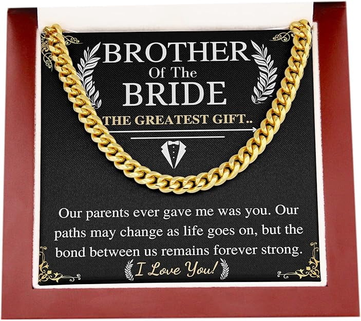 Chain Necklace For Brother of the Bride from Bride on Wedding Day, Gift ...