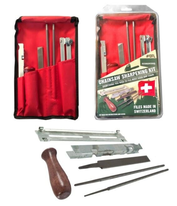 Chain Saw Sharpening Kit 7/32 SWISS files, 7 piece kit roll up For 3/8 ...
