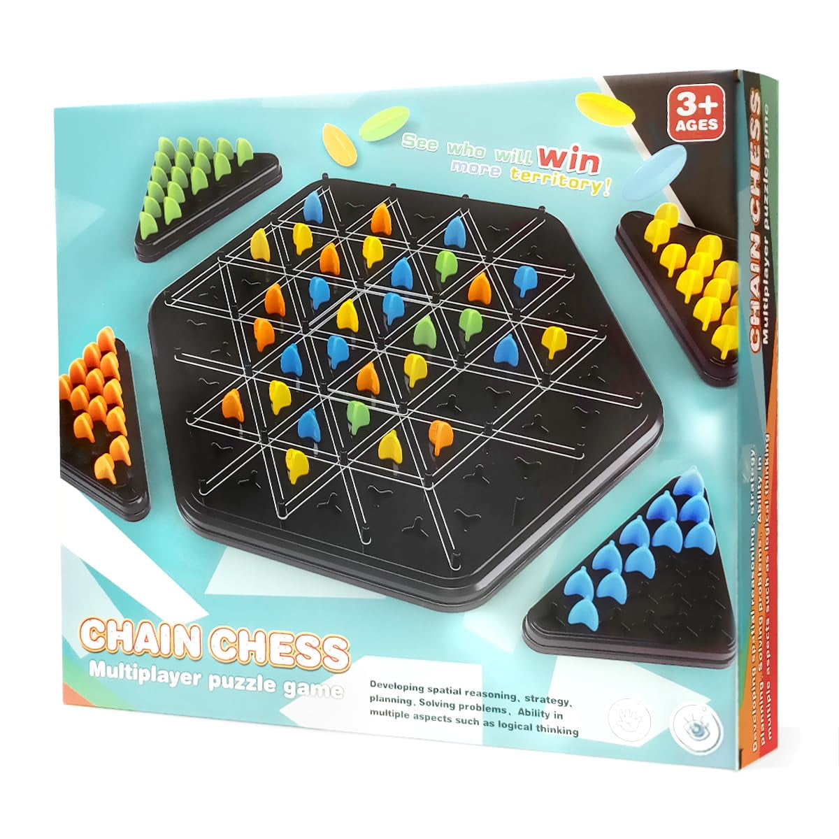 Chain Triangle Chess Game, KEF16 Triangle Chess Board Game, Territory ...