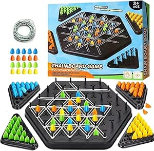 Chain Triangle Chess Game, Rubber Band Chess Board Tabletop Game ...
