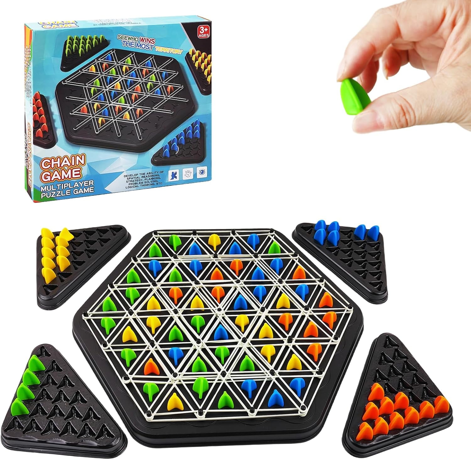 Chain Triangle Chess Game, Table Top Multiplayer Triangle Board Game ...