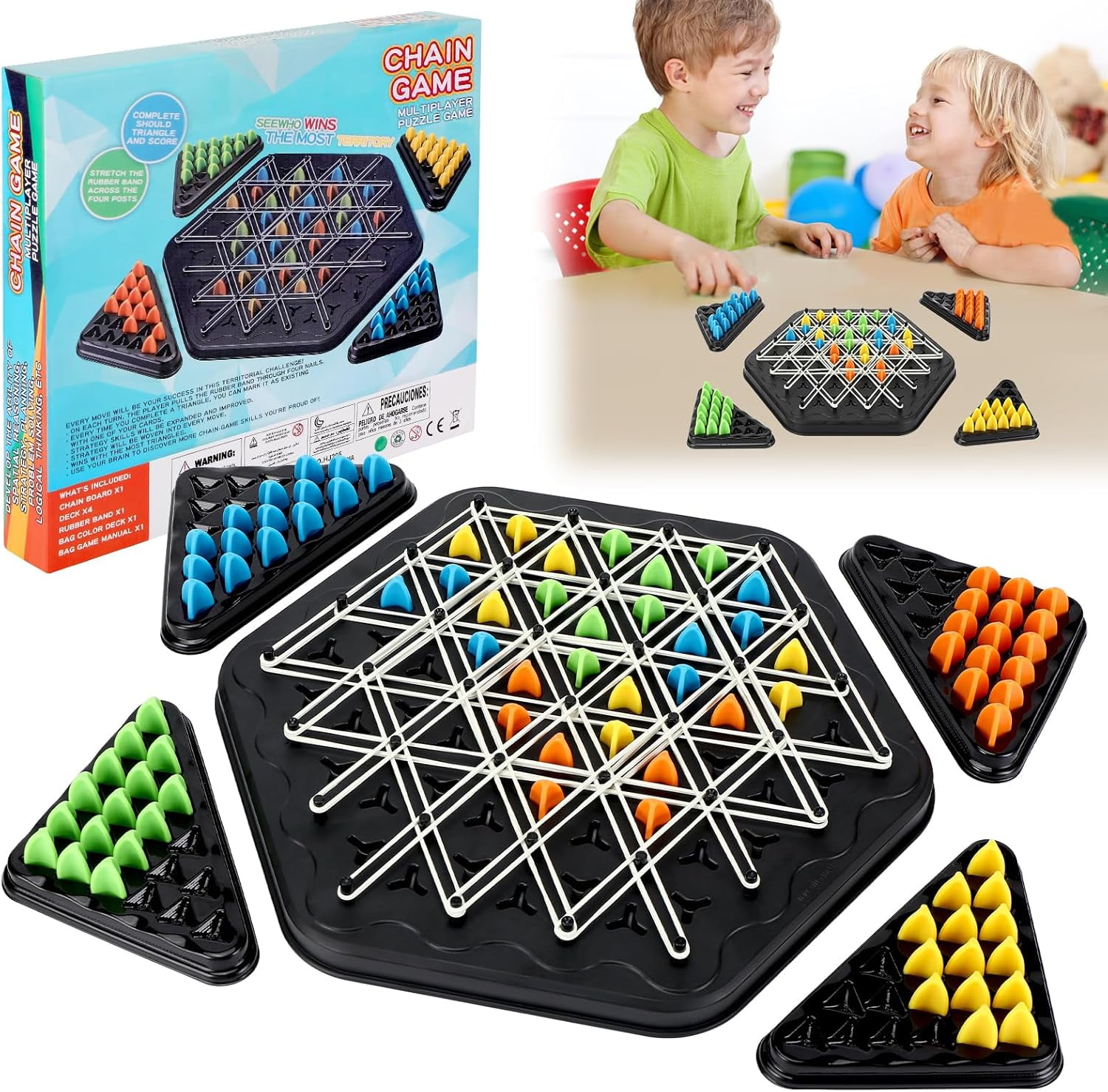 Teblint Chain Triangle Chess Game Strategy Board Game for Kids Adults ...