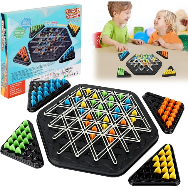 Chain Triangle Chess Game, Triggle Board Game with Rubber Band ...