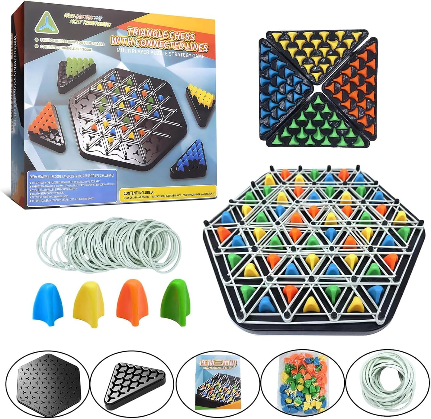 Chain Triangle Chess Game, Triggle Rubber Band Game, Triangle Chain ...