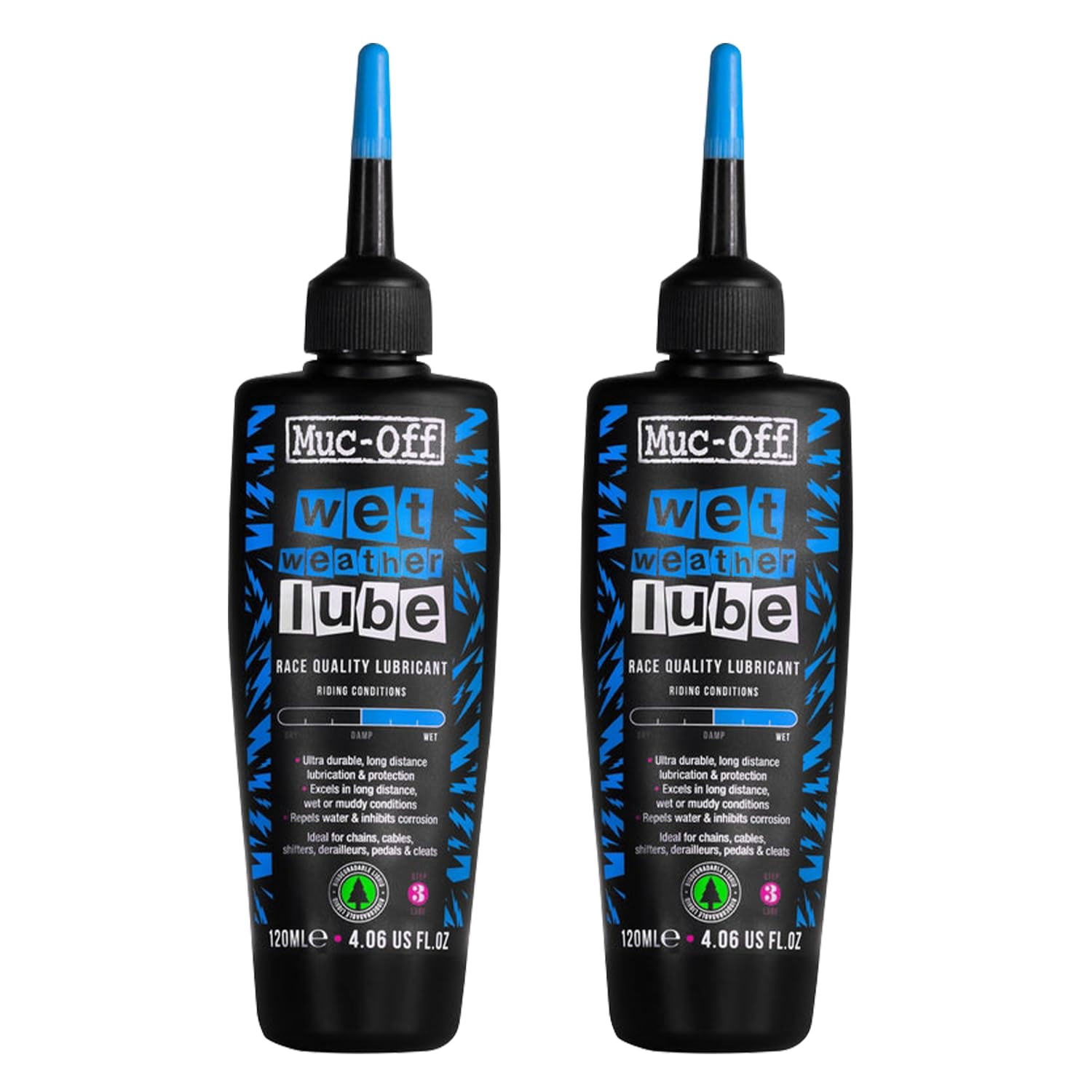 Chain Wet Lube 120ml 2-Pack | Biodegradable Bicycle Lubricant Reduces ...