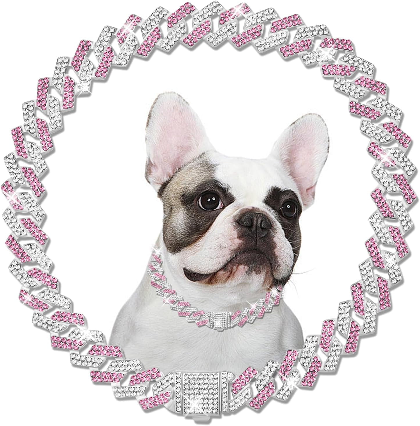 Chain for Dogs, Diamond Metal Cuban Link Dog Collar,15mm Wide Bling ...