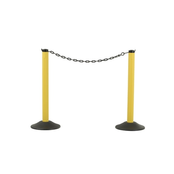 ChainBoss Yellow Stanchion with 10' of Black Plastic Chain- Weighted ...