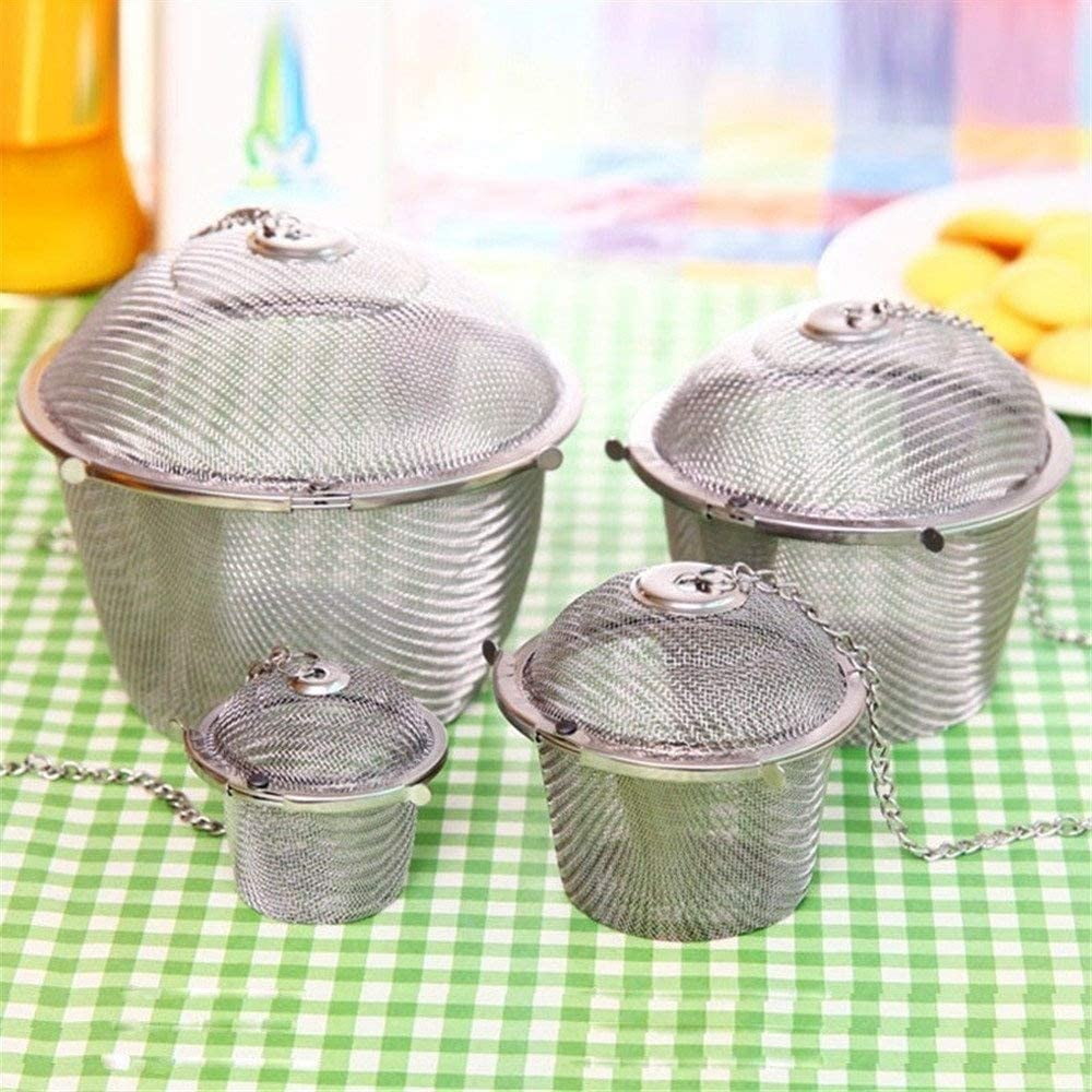 Chained Lid Spice Seasoning Bag Mesh Ball Shape Tea Filter Basket ...