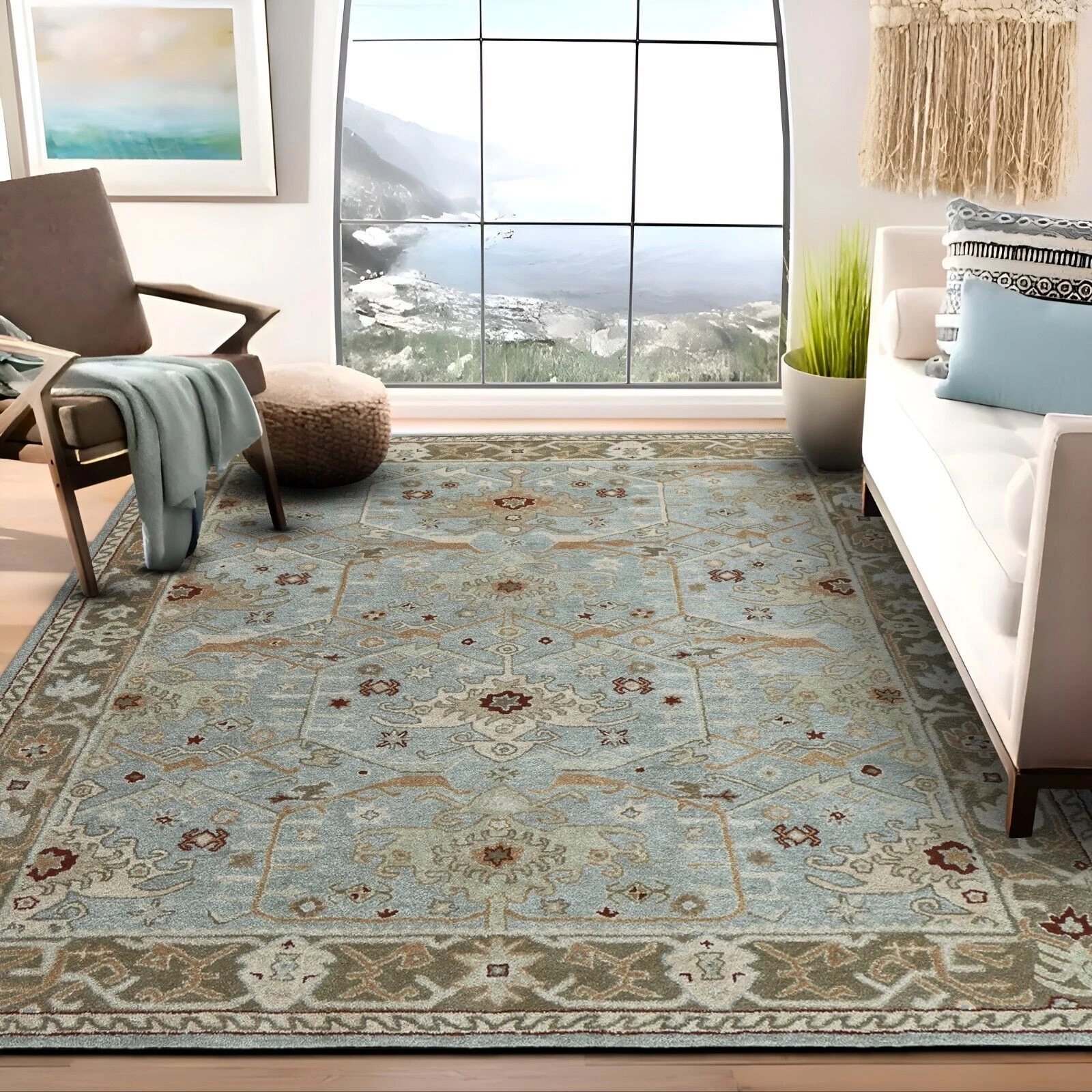 Chaining New a 9' X 12'Area Rug Handcrafted Motif Floral Design ...
