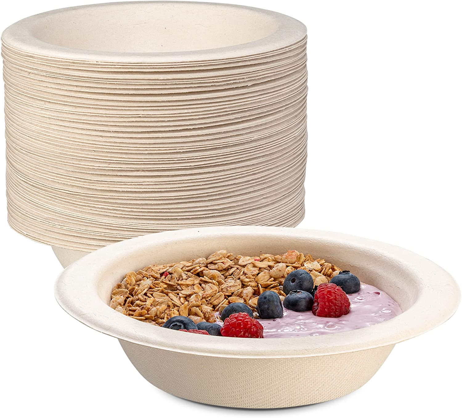 Chainplus 100 Pack Compostable Bowls, 12oz Disposable Paper Bowls, Soup ...